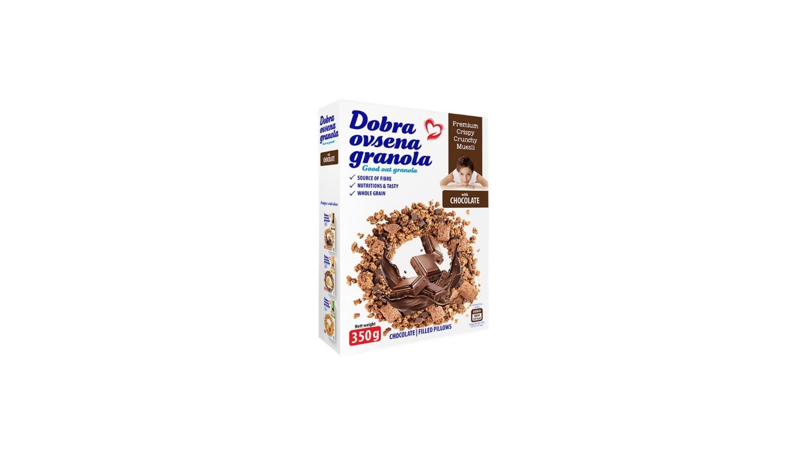 DOBRA OVSENA granola 3 vrste čokolade 350g - Cenoteka