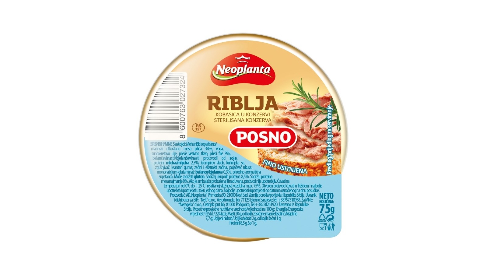Pašteta NEOPLANTA riblja 75g - Cenoteka