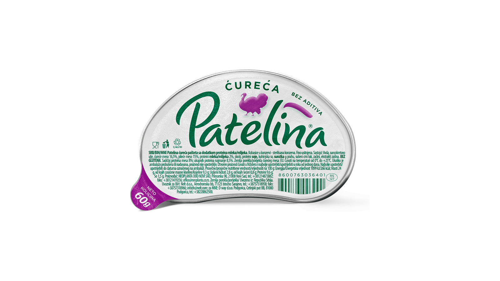 Pašteta PATELINA ćureća 60g - Cenoteka