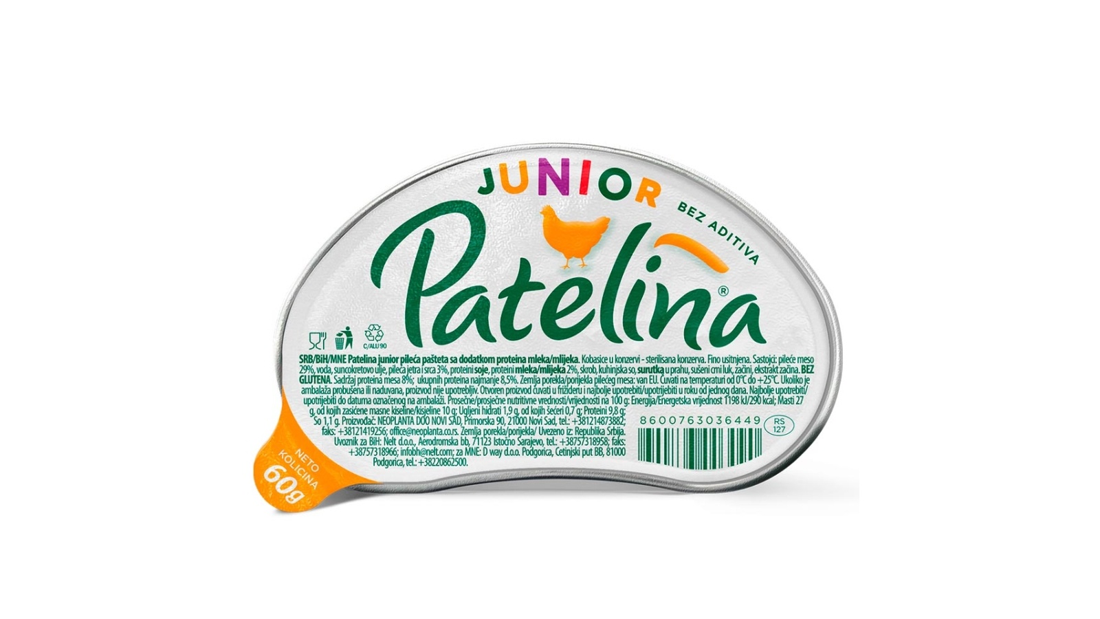 Pašteta PATELINA junior pileća 60g - Cenoteka