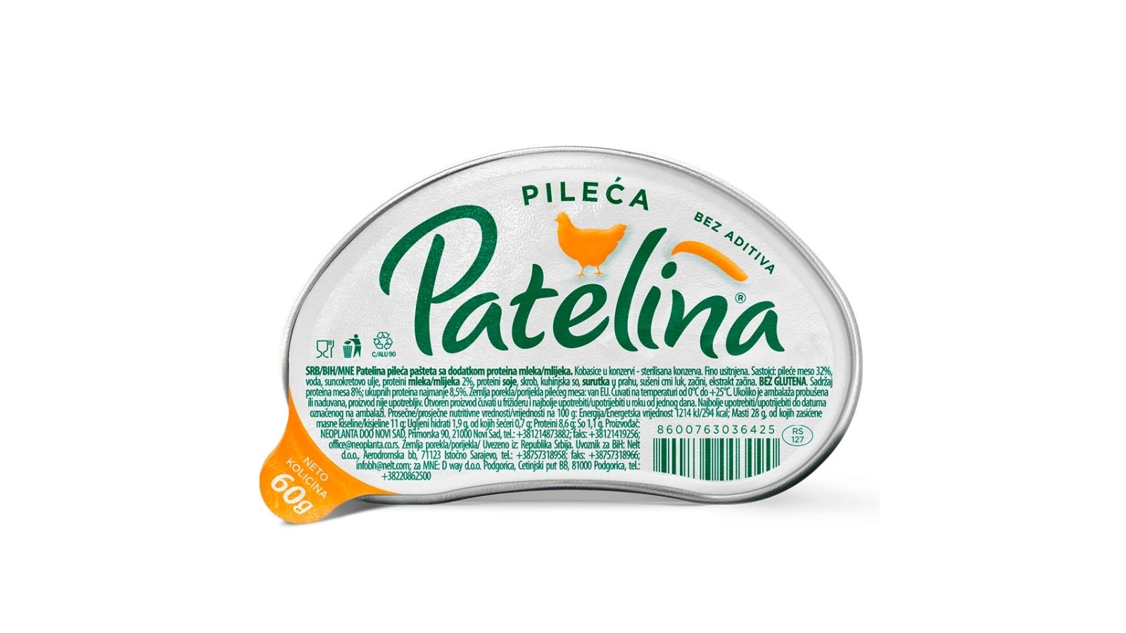 Pašteta PATELINA pileća 60g - Cenoteka