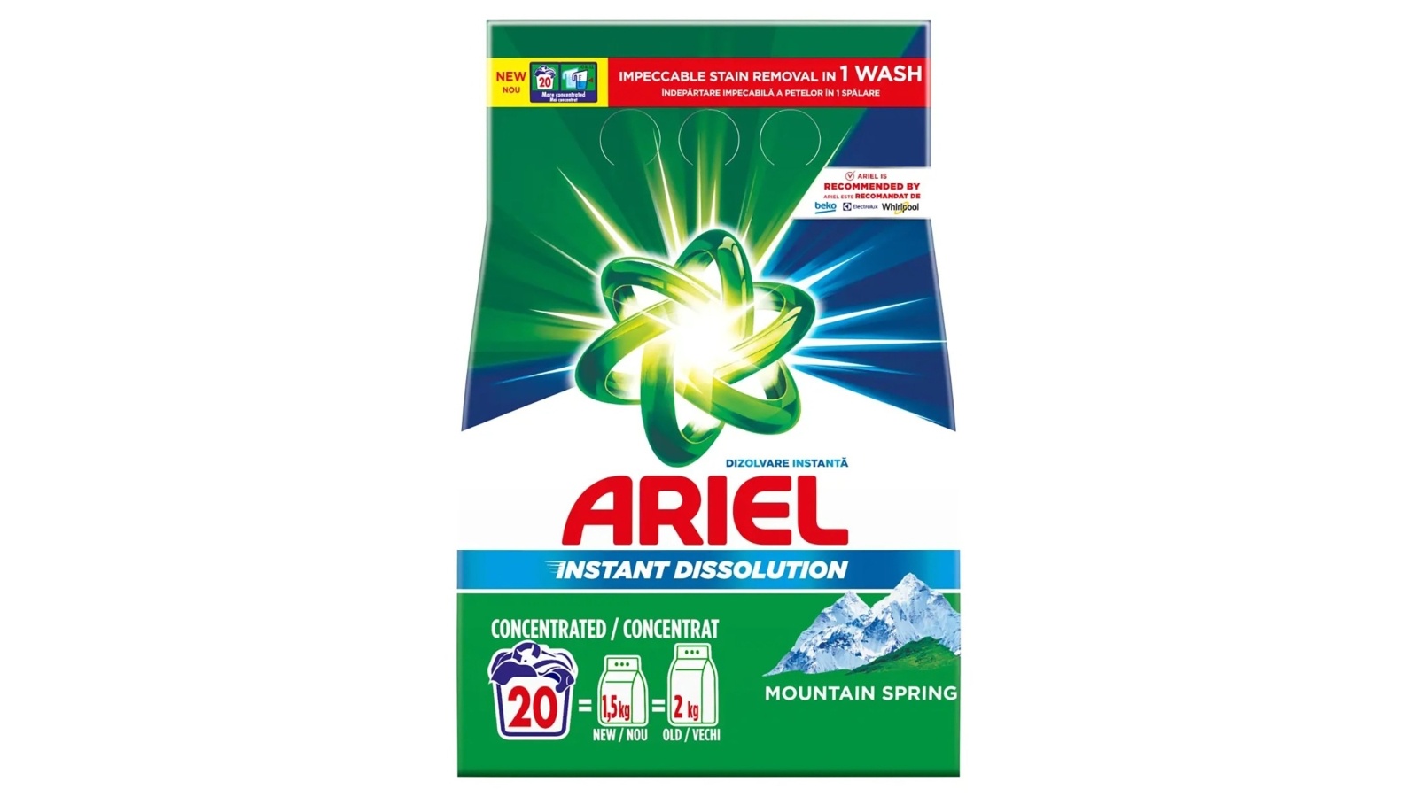 ARIEL Mountain spring 20 pranja (1,5kg) - Cenoteka