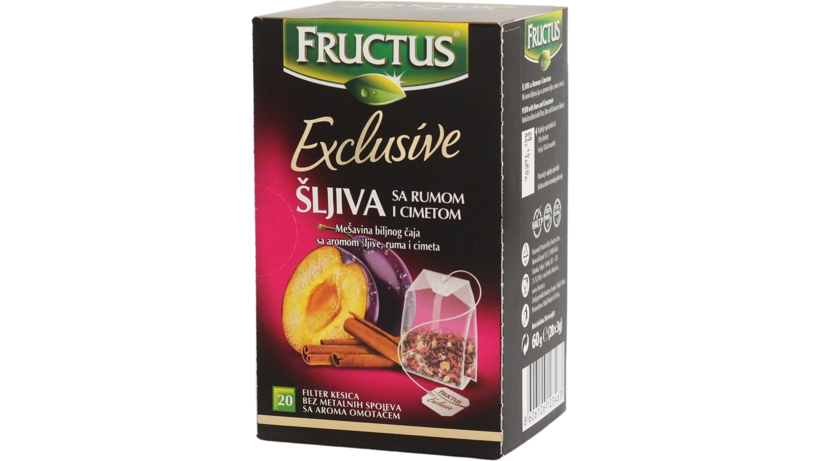 FRUCTUS čaj šljiva rum limeta 60g - Cenoteka