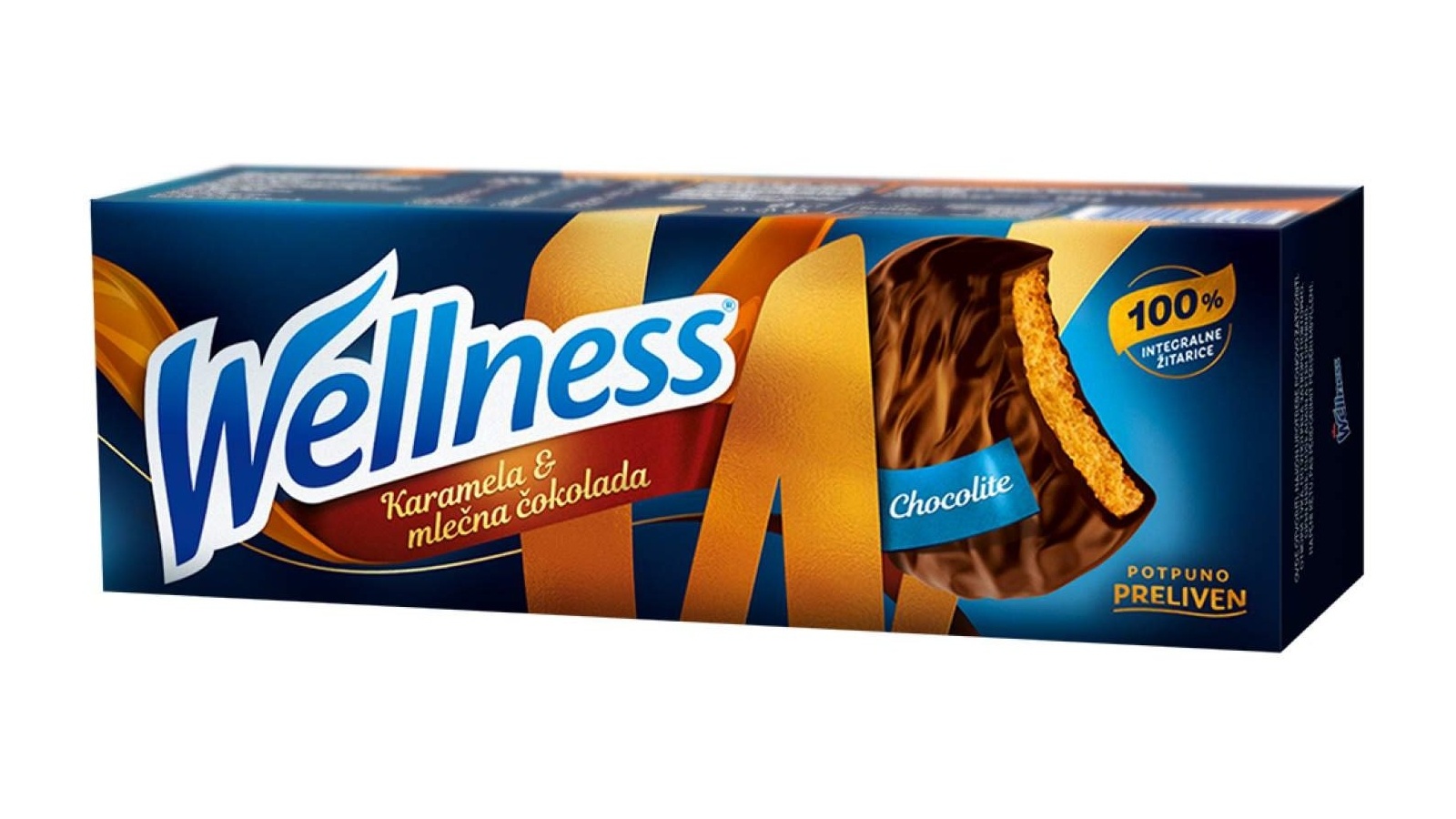 WELLNESS keks karamela mlečna čokolada 185g - Cenoteka