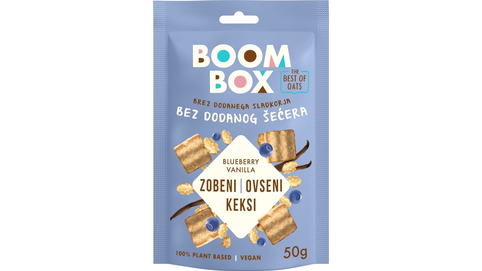 BOOM BOX ovseni keks borovnica vanila 50g - Cenoteka