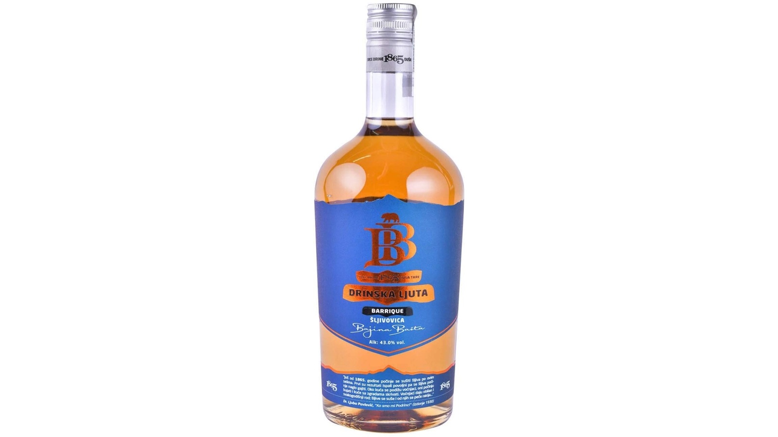 Rakija BB šljiva drinska ljuta barrique 1l - Cenoteka