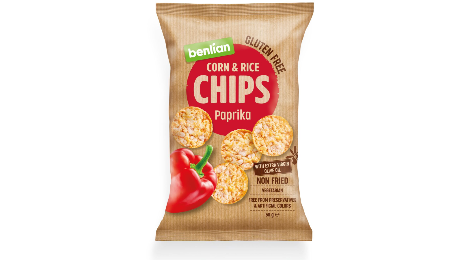 BENLIAN čips corn & rice paprika 50g - Cenoteka