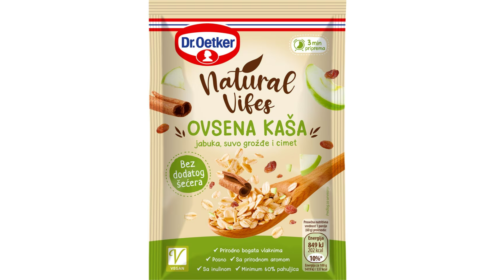 DR.OETKER ovsena kaša jabuka suvo grožđe cimet 60g - Cenoteka