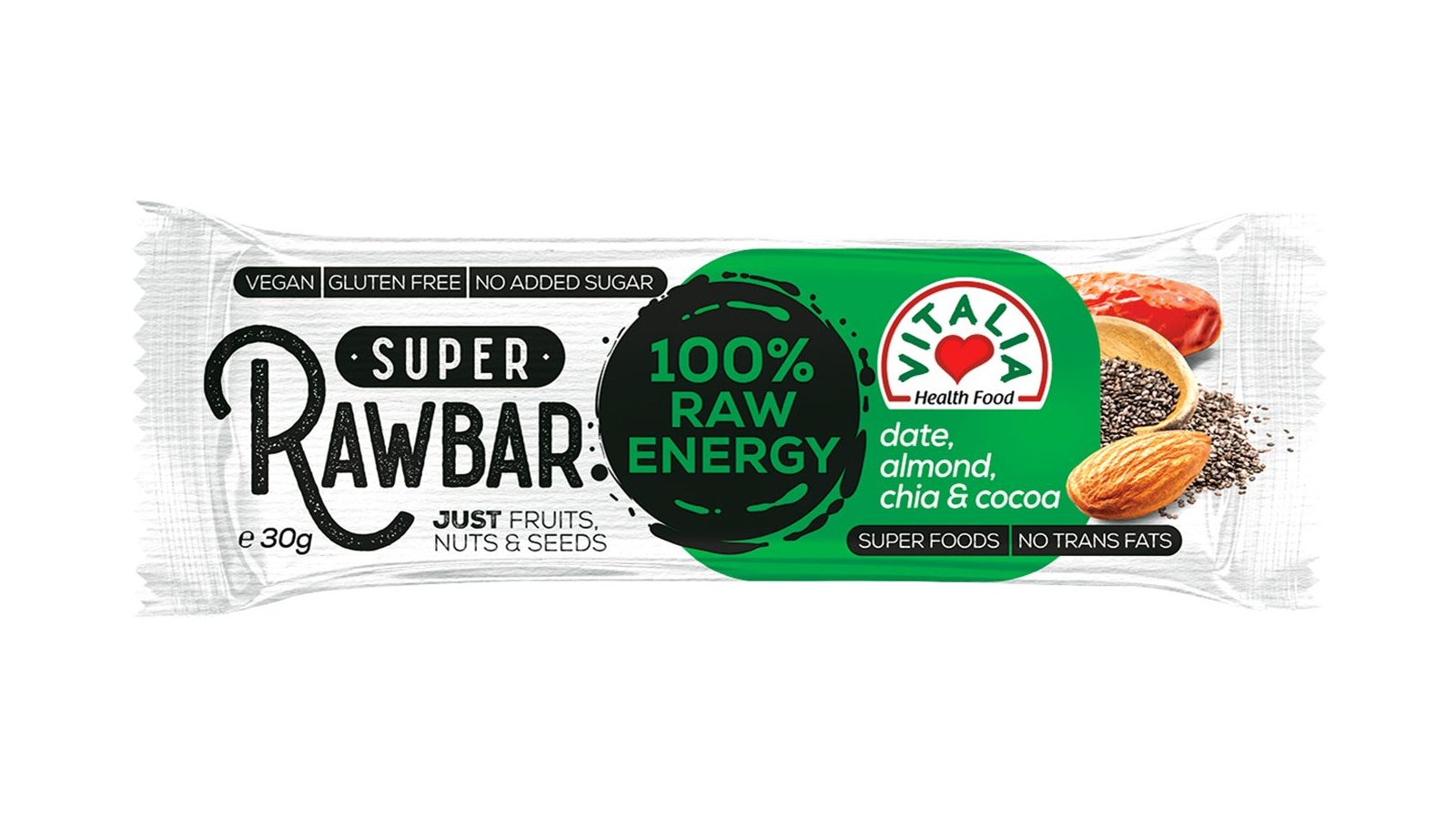 Štanglica VITALIA raw bar čia kakao 30g - Cenoteka
