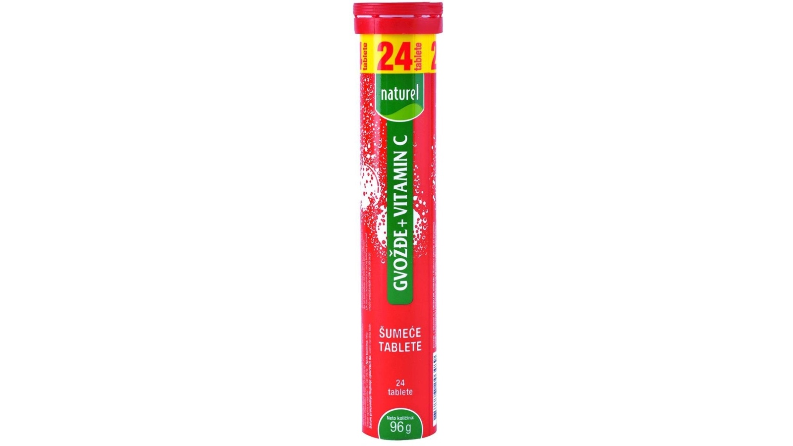 Šumeće tablete NATUREL gvožđe vitamin C 96g - Cenoteka