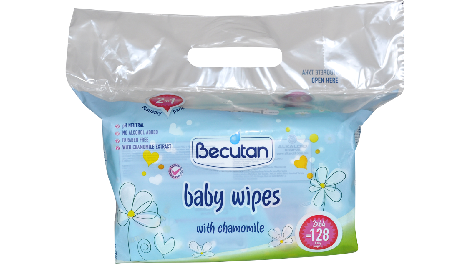 Vlažne maramice BECUTAN baby kamilica 2x64kom - Cenoteka