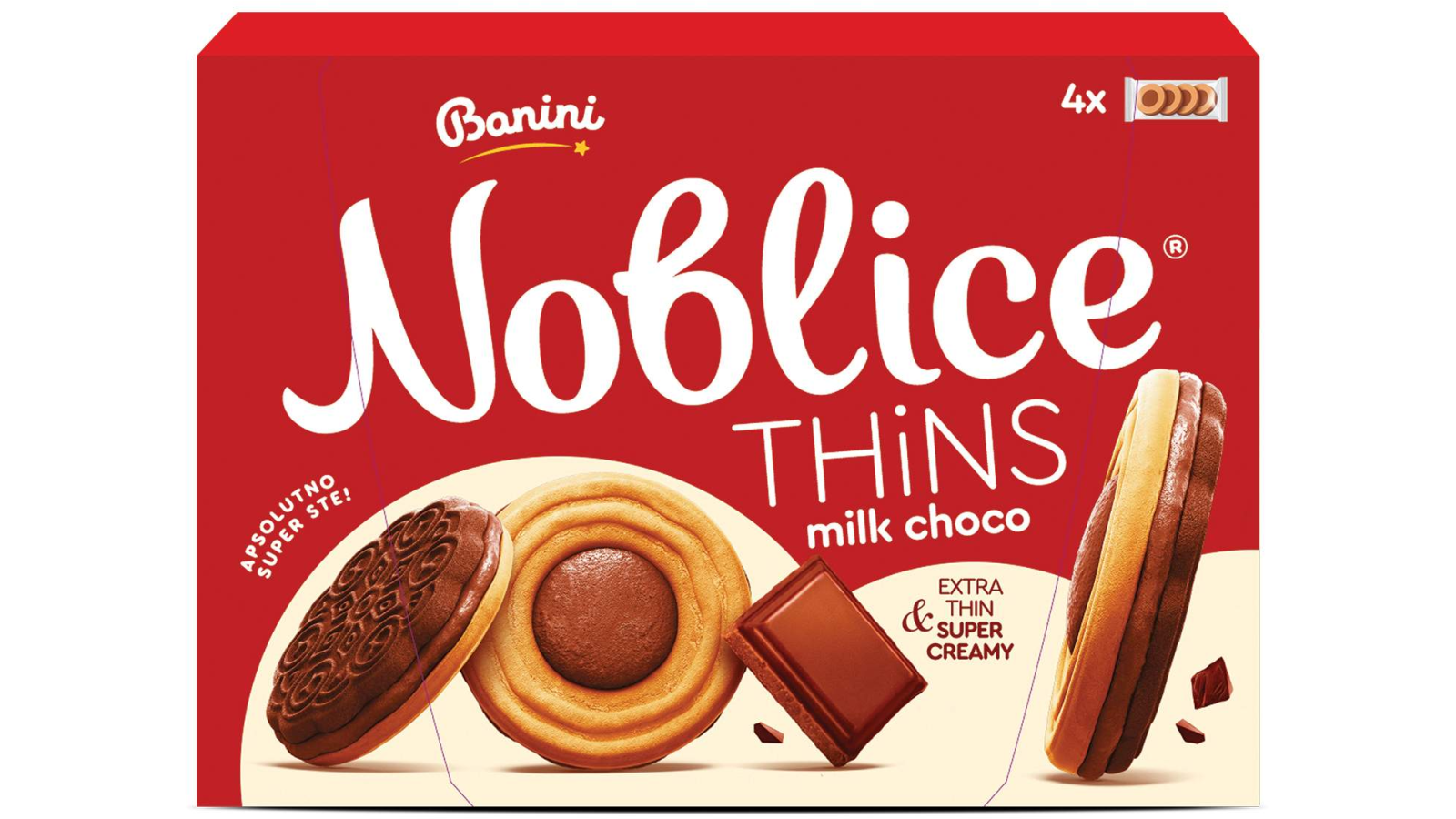Biskvit BANINI Noblice Thins milk choco 170g - Cenoteka