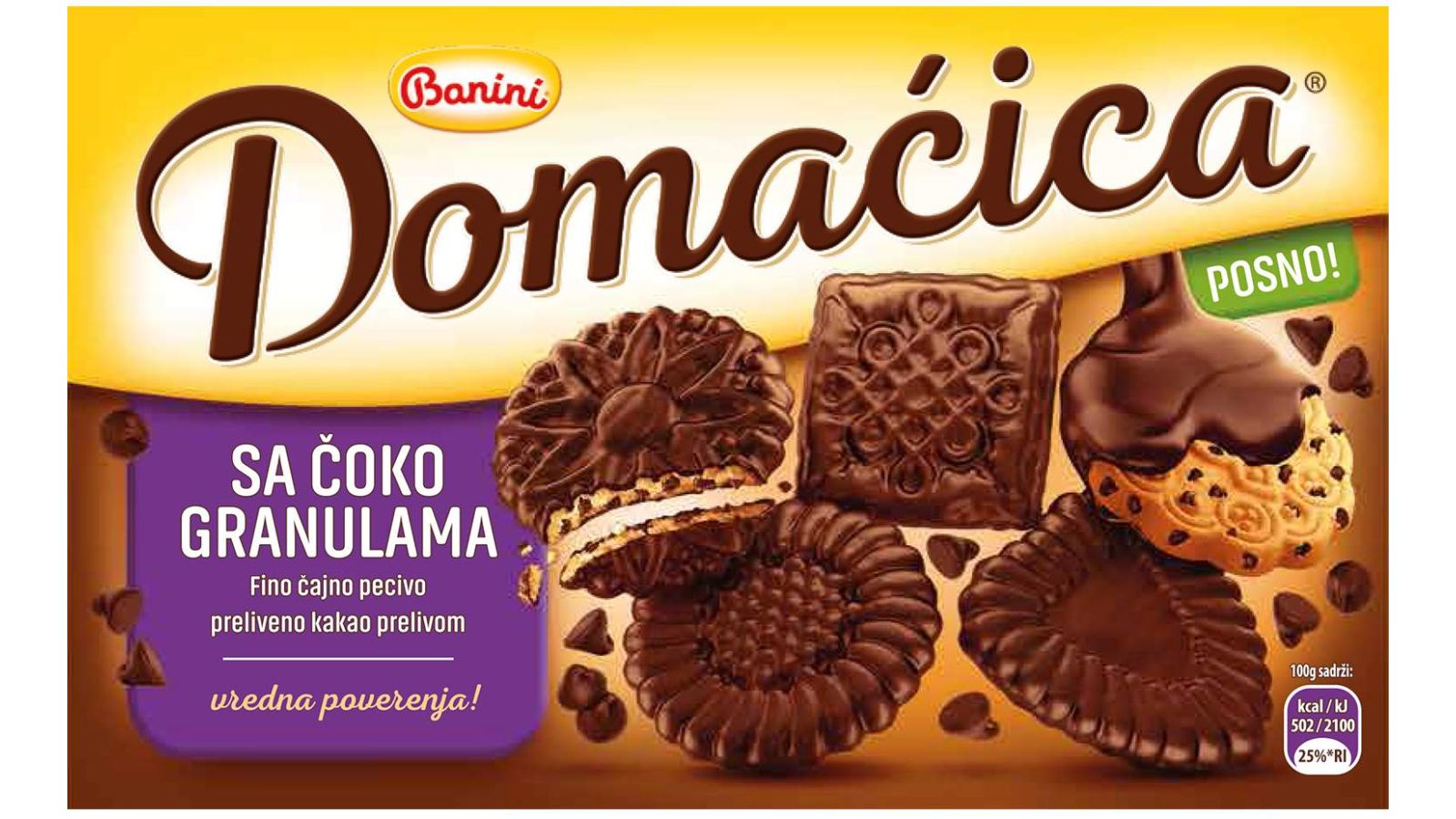 Keks BANINI Domaćica sa čoko granulama 200g - Cenoteka