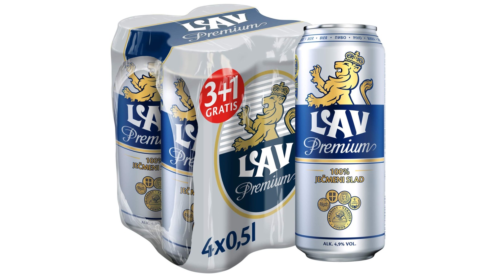 Pivo LAV Premium 0,5l 3+1 gratis - Cenoteka