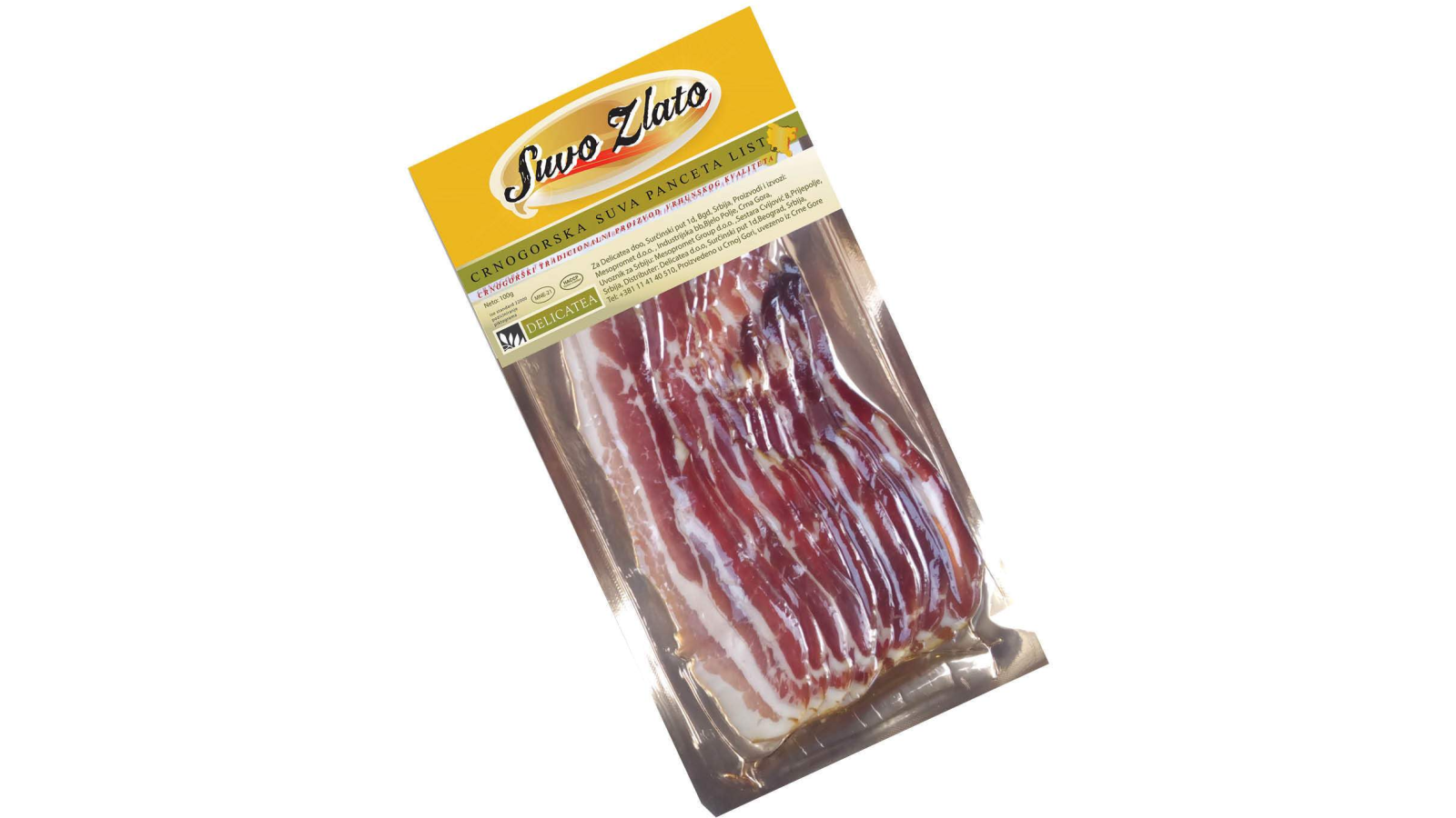 SUVO ZLATO Crnogorska pančeta slajs 100g - Cenoteka