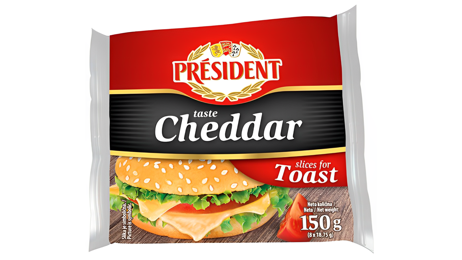 Sir topljeni PRESIDENT Cheddar listići 150g - Cenoteka