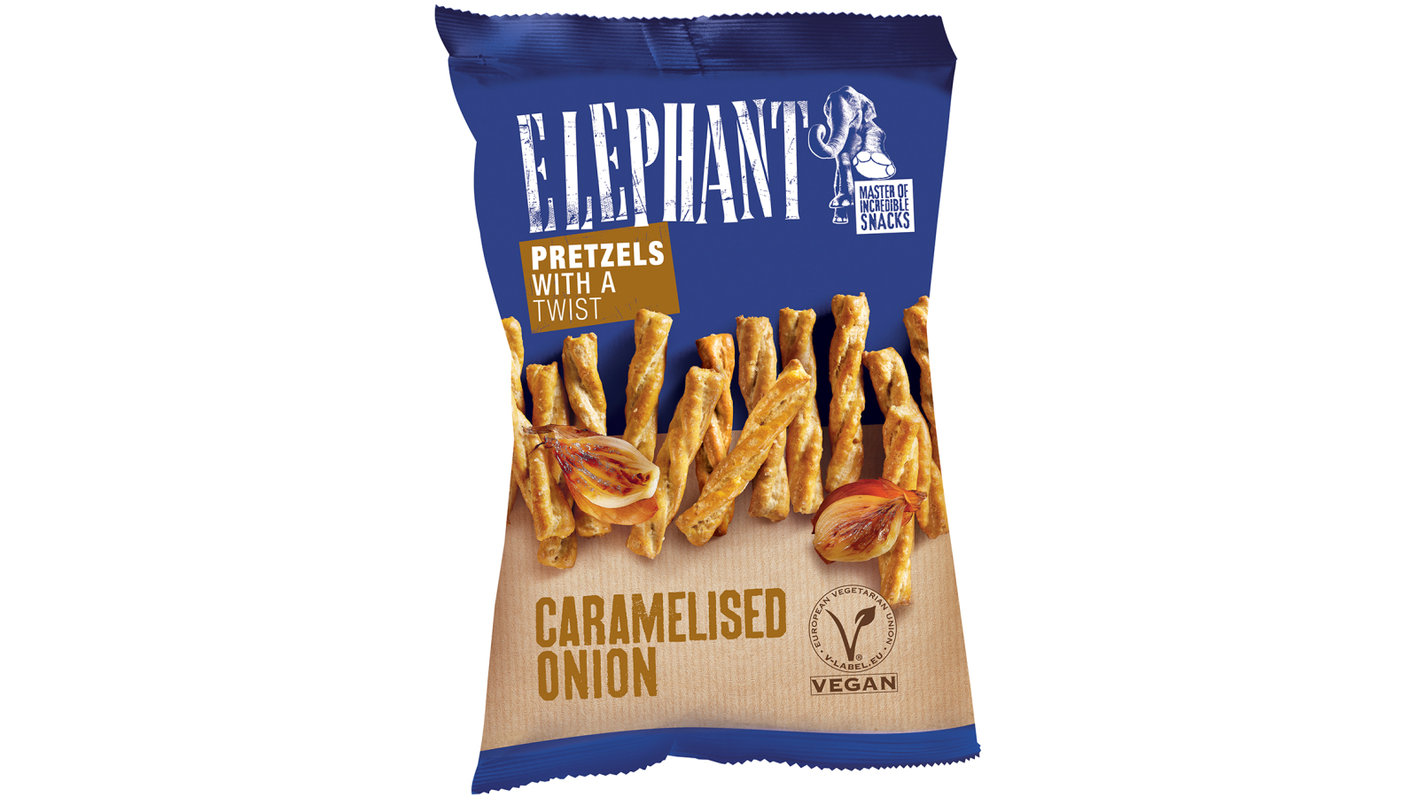 Štapići ELEPHANT Twists sa karamelizovanim lukom 160g - Cene i Akcije