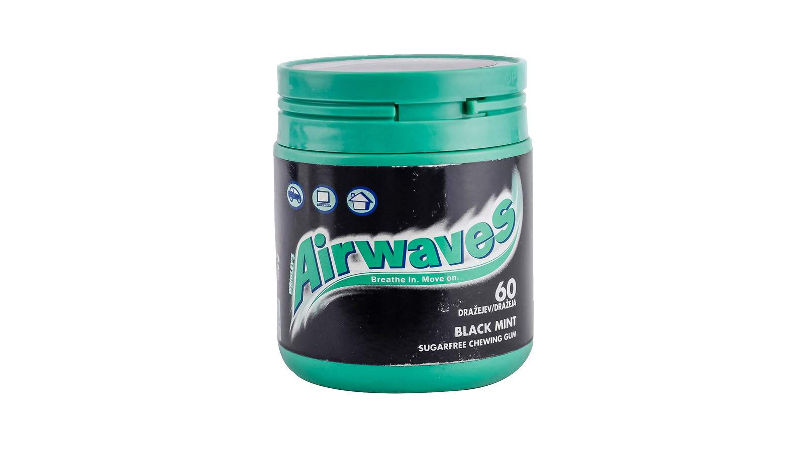 Žvake AIRWAWES Black mint bottle 84g - Cenoteka