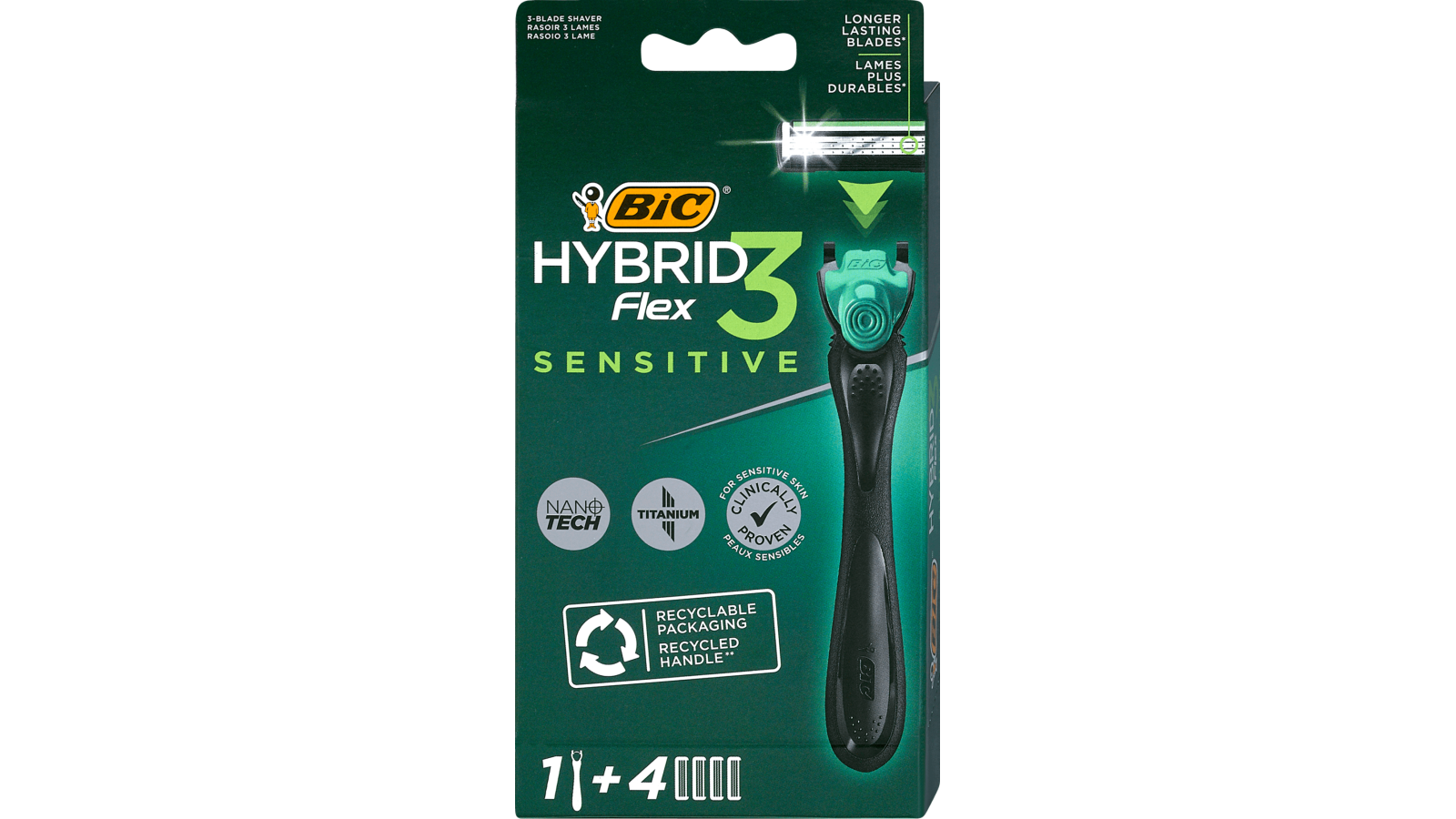 Brijač BIC Hybrid Flex3 sensitive drška + 4 dopune - Cenoteka
