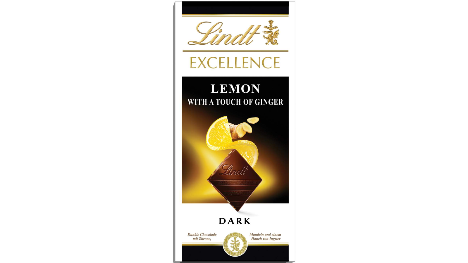 Čokolada LINDT Excellence lemon ginger dark 70% 100g - Cenoteka