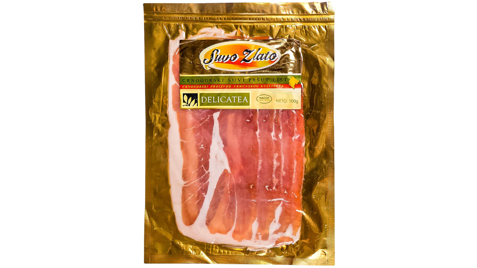 Pršut crnogorski SUVO ZLATO slajs 100g - Cenoteka
