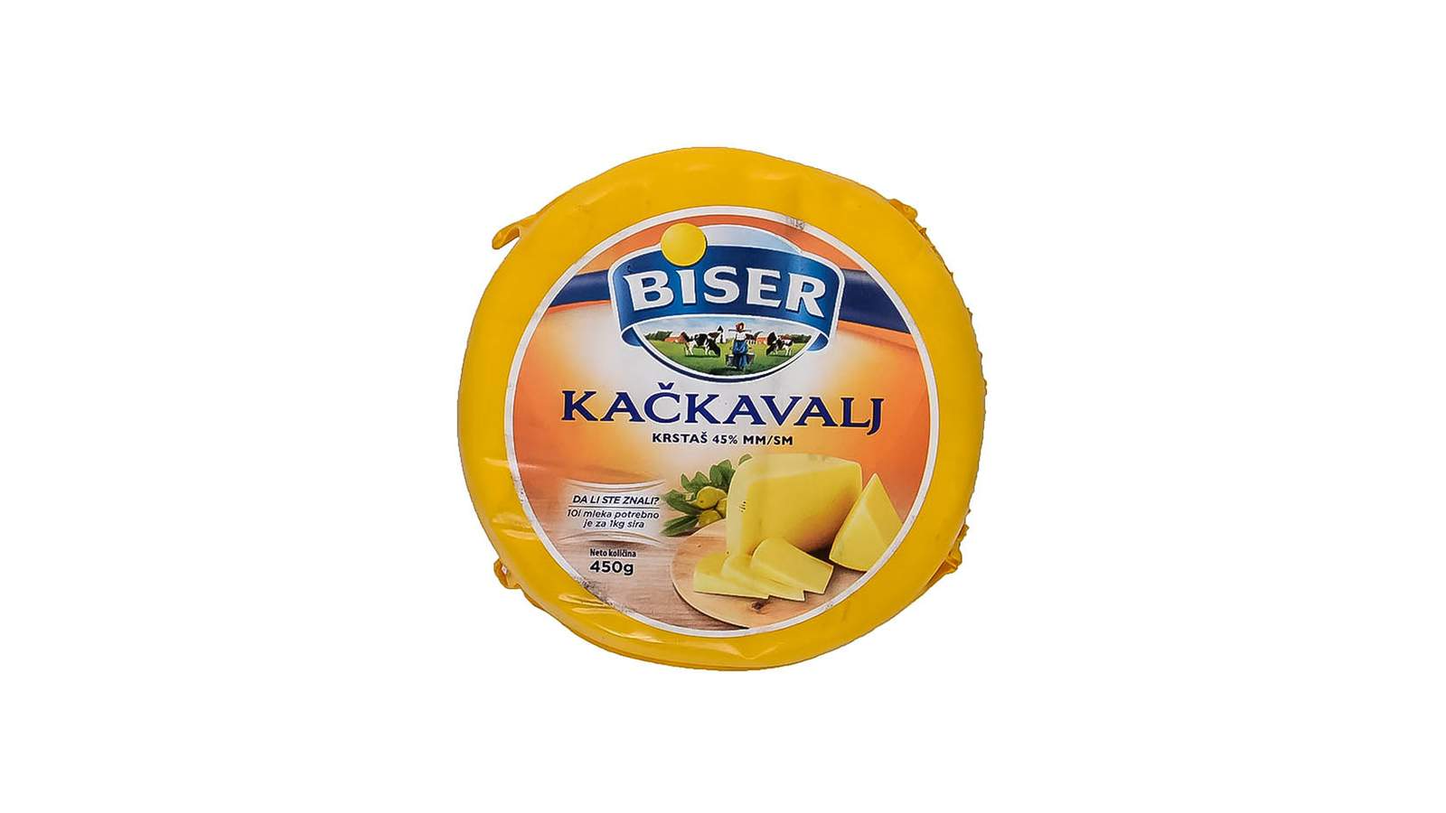 Sir BISER kačkavalj krstaš 45%mm 450g - Cenoteka