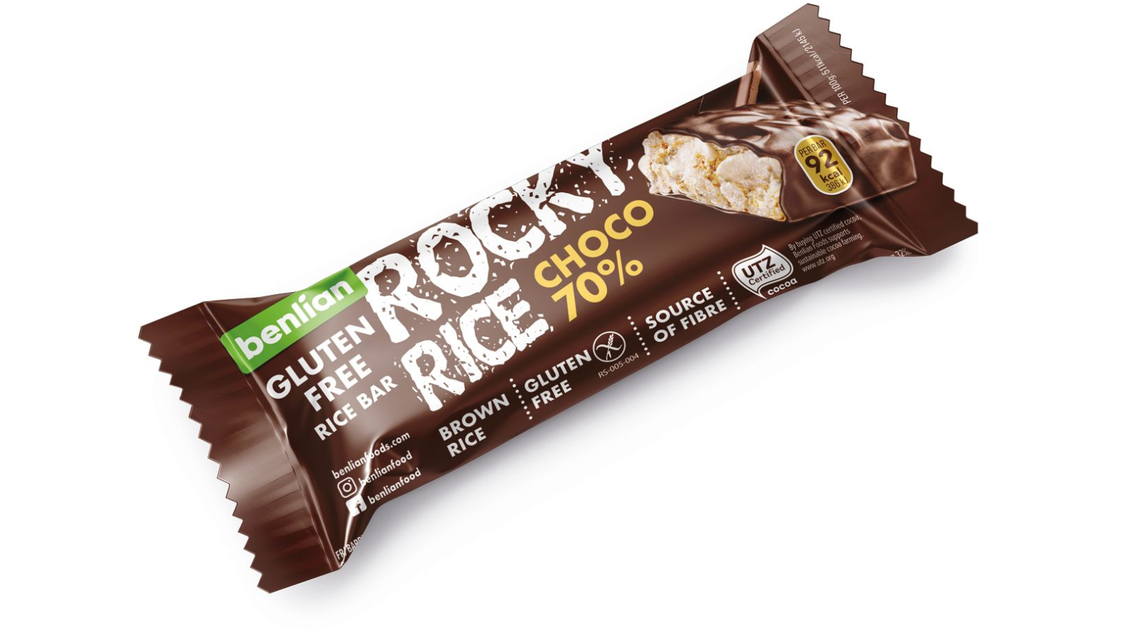 Štanglica BENLIAN Rocky rice choco 70% kakao 18g - Cenoteka