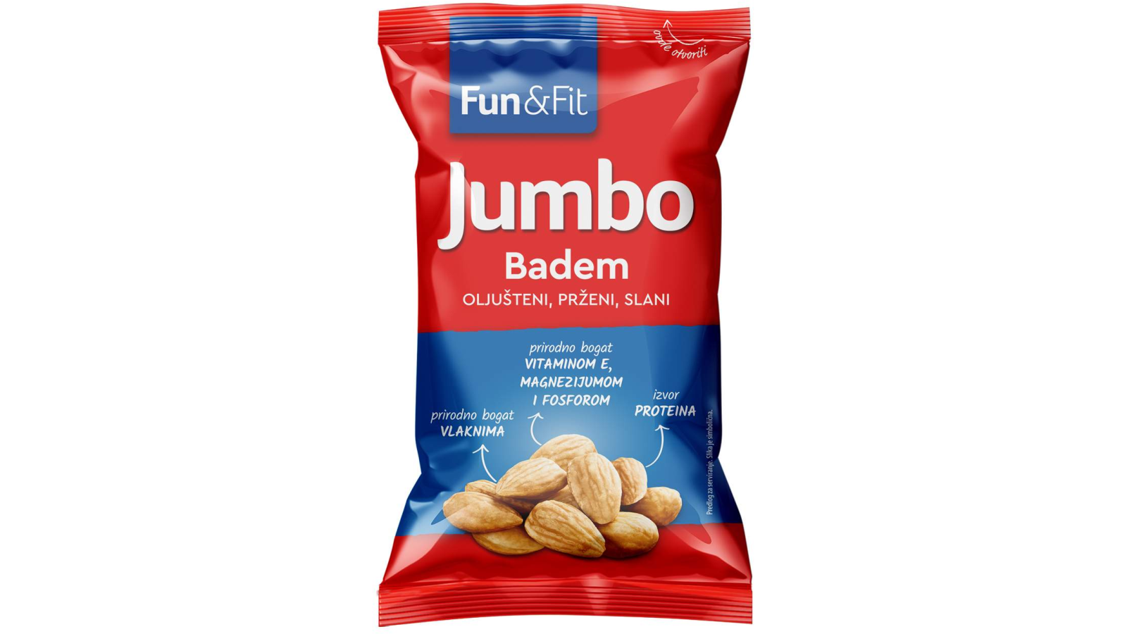 Badem FUN&FIT Jumbo prženi slani oljušteni 75g - Cene i Akcije