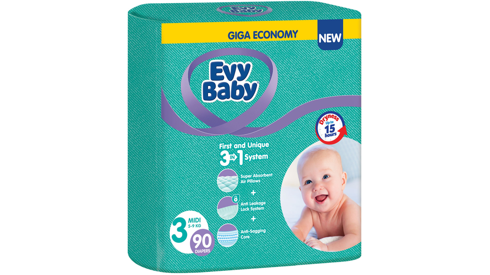 EVY BABY pelene 3u1 sistem 3 midi 90kom - Cenoteka