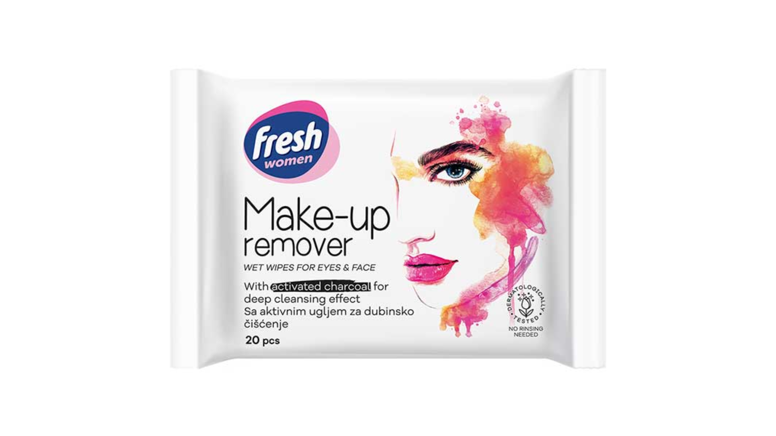 Vlažne maramice FRESH za skidanje šminke aktivni ugalj 20kom - Cenoteka