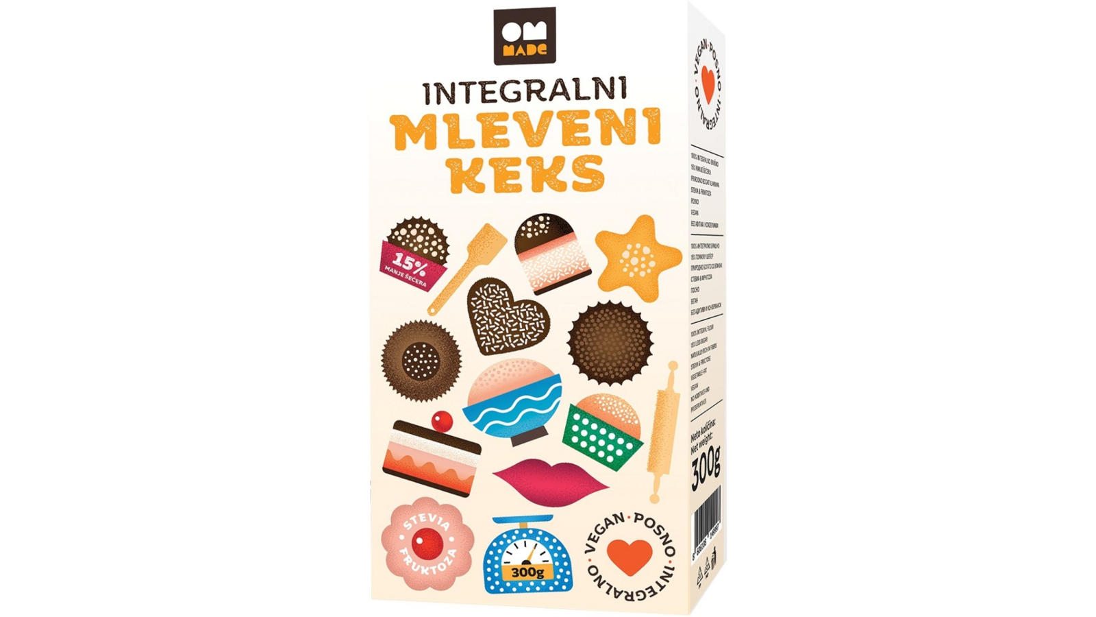 Integralni mleveni keks OM MADE stevia 300g - Cenoteka