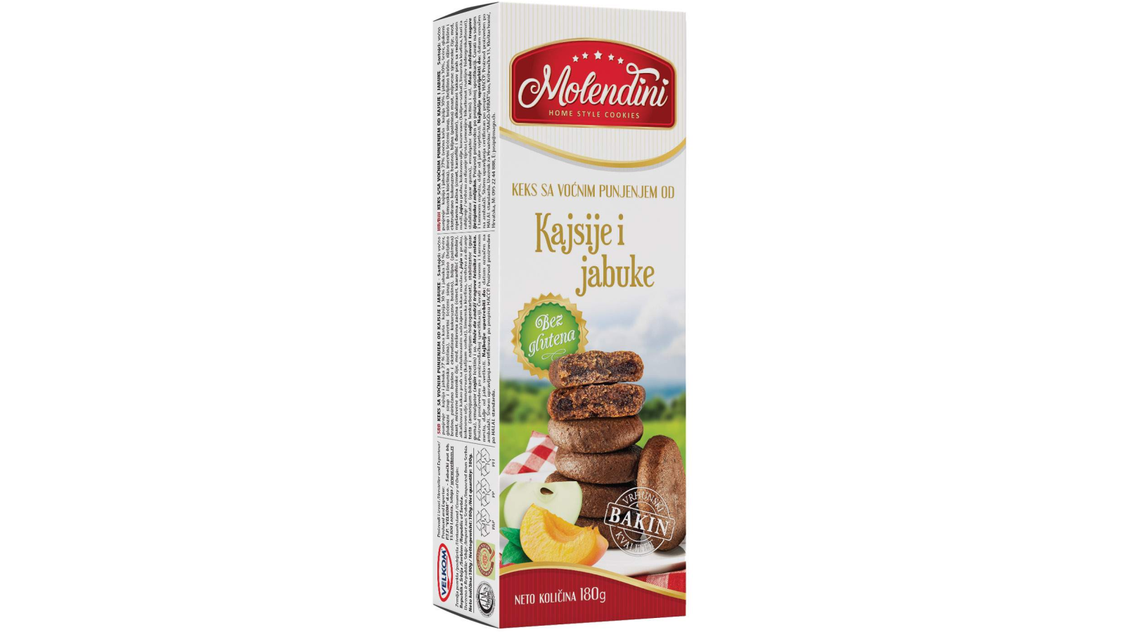 MOLENDINI keks kajsija jabuka bez glutena 180g - Cenoteka