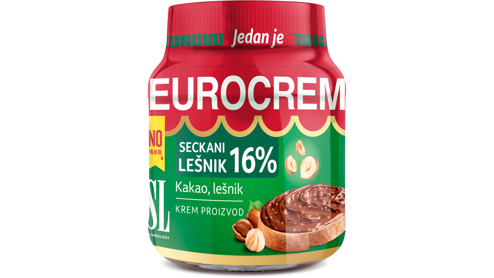 Eurokrem seckani lešnik 16% TAKOVO 350g - Cenoteka