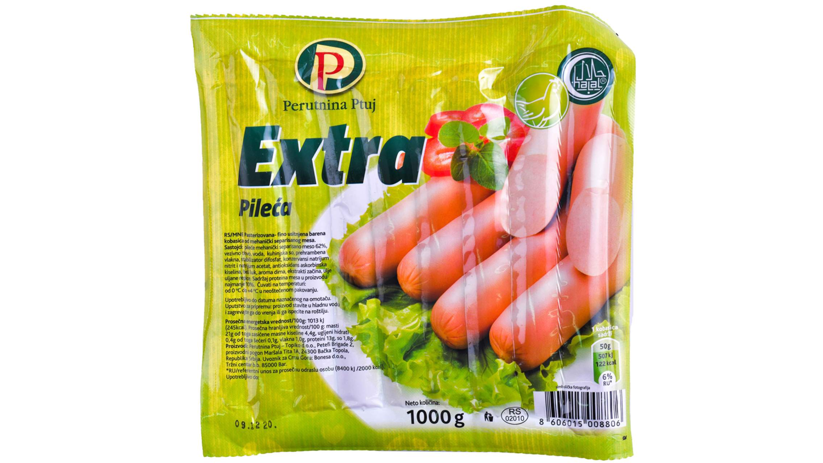Viršle PERUTNINA PTUJ extra hrenovke 1kg - Cenoteka
