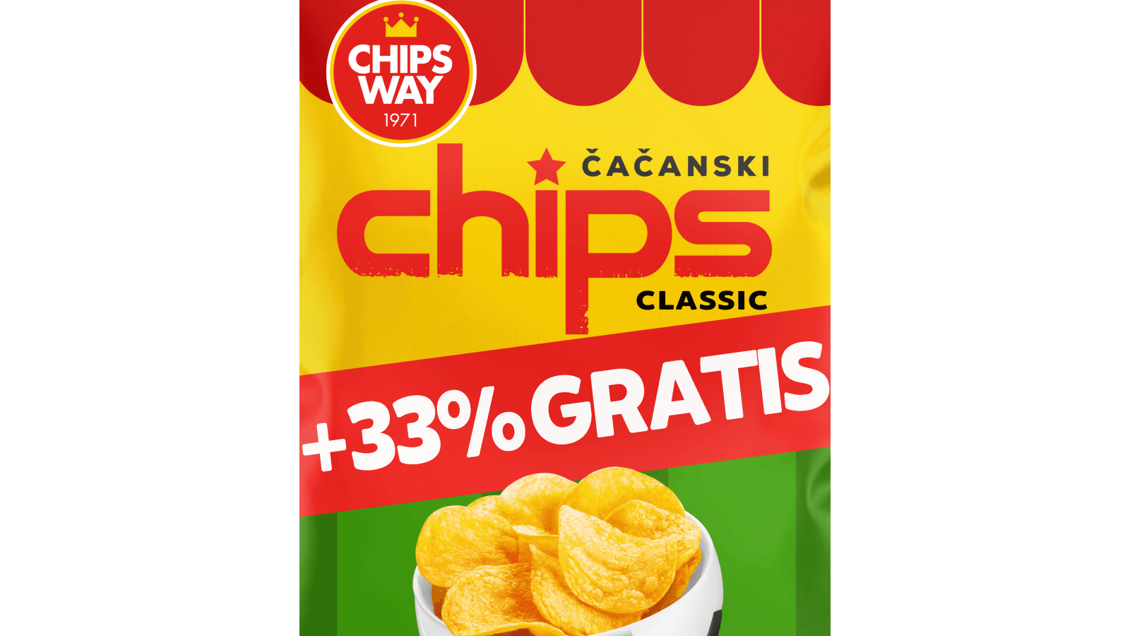 CHIPS WAY classic 150g + 33% gratis - Cenoteka