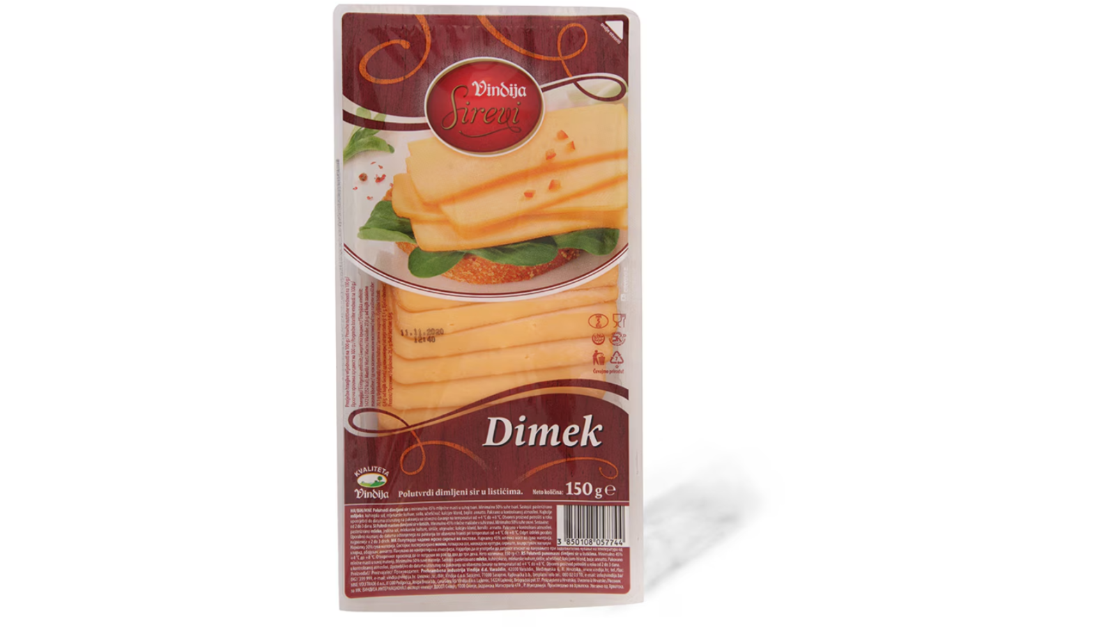 Dimljeni sir VINDIJA Dimek slajs 150g - Cenoteka