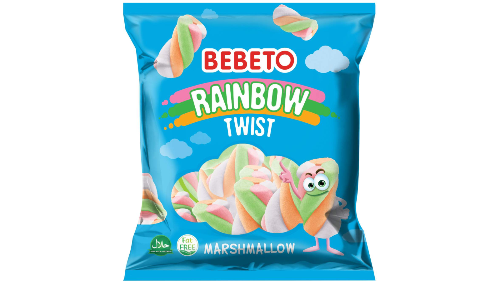 Gumene bombone BEBETO marshmallow rainbow twist 60g - Cenoteka
