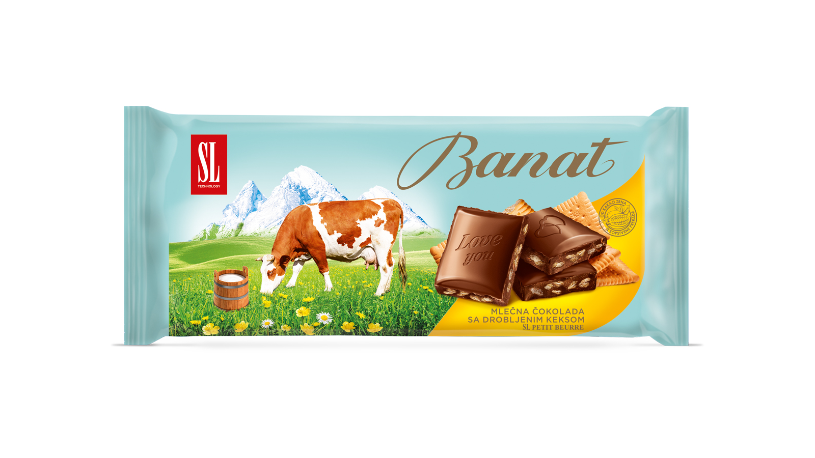 Mlečna čokolada sa drobljenim keksom SWISSLION Banat 80g - Cene i Akcije