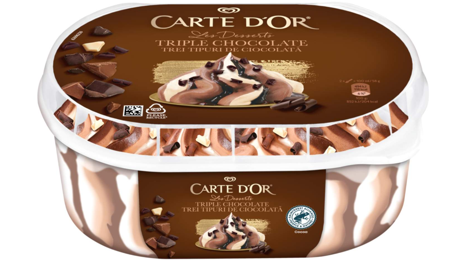 Sladoled CARTE D'OR triple chocolate 825ml - Cenoteka
