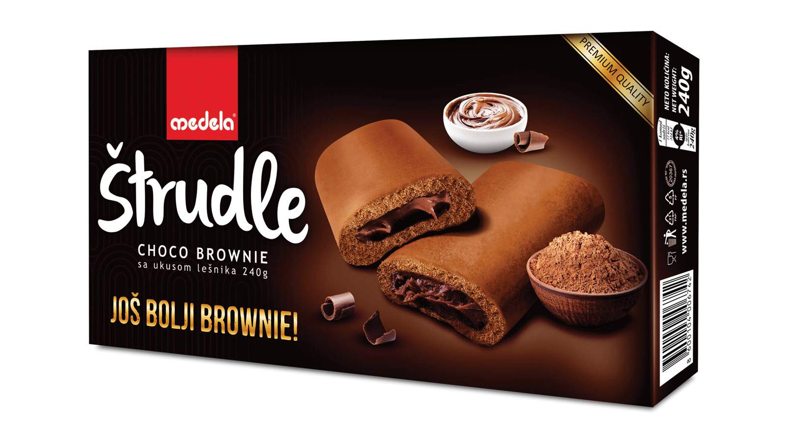 Štrudla MEDELA choco brownie lešnik 240g - Cenoteka
