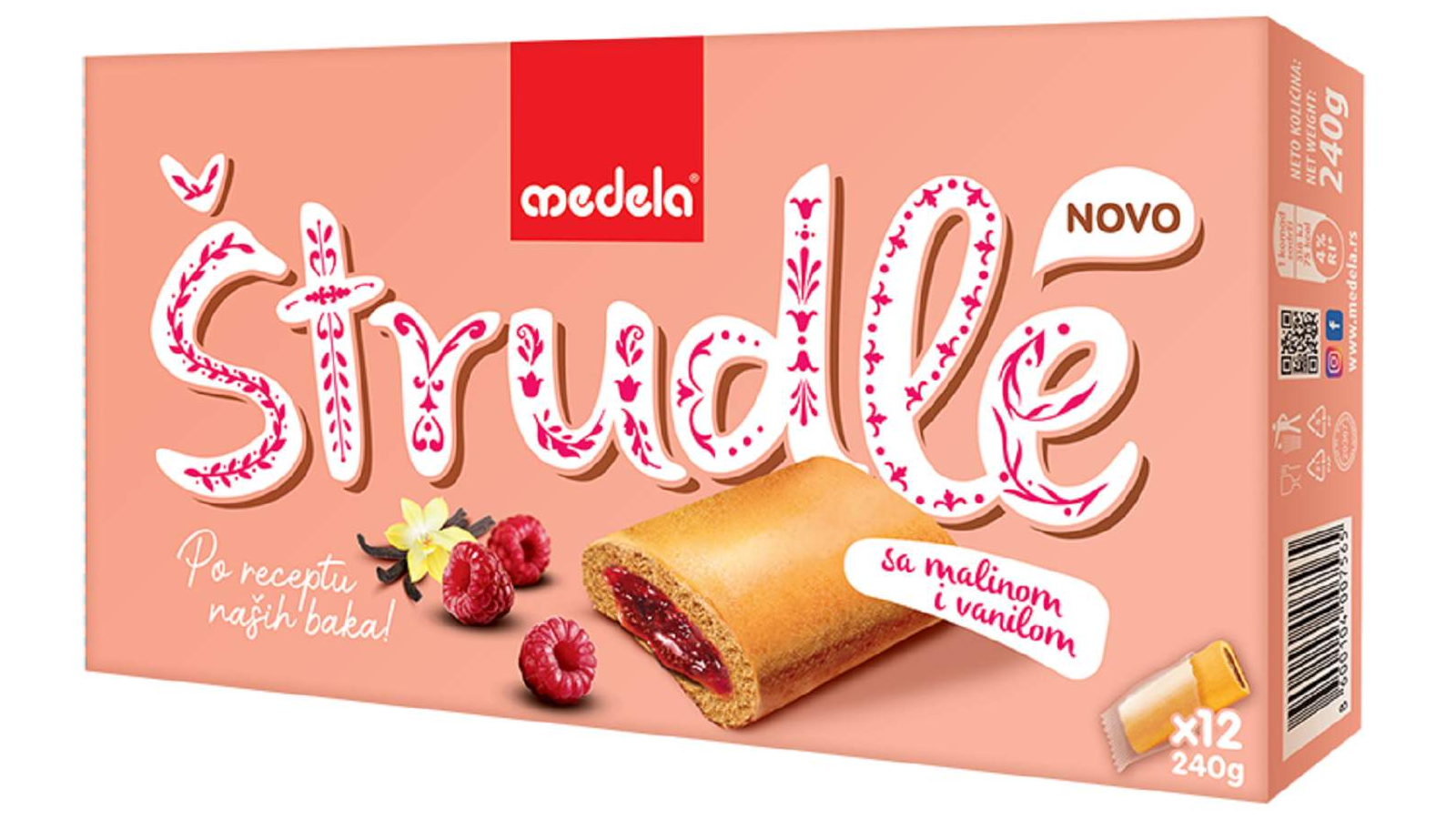 Štrudla MEDELA malina vanila 240g - Cenoteka
