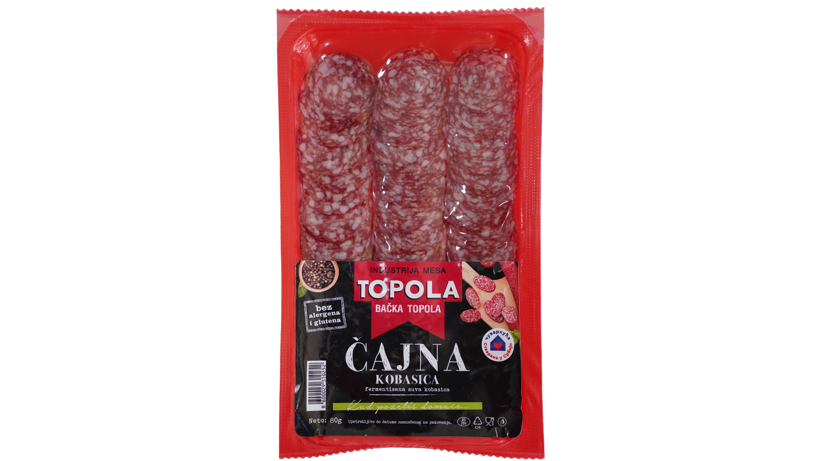 Čajna kobasica slajs TOPOLA 80g - Cenoteka