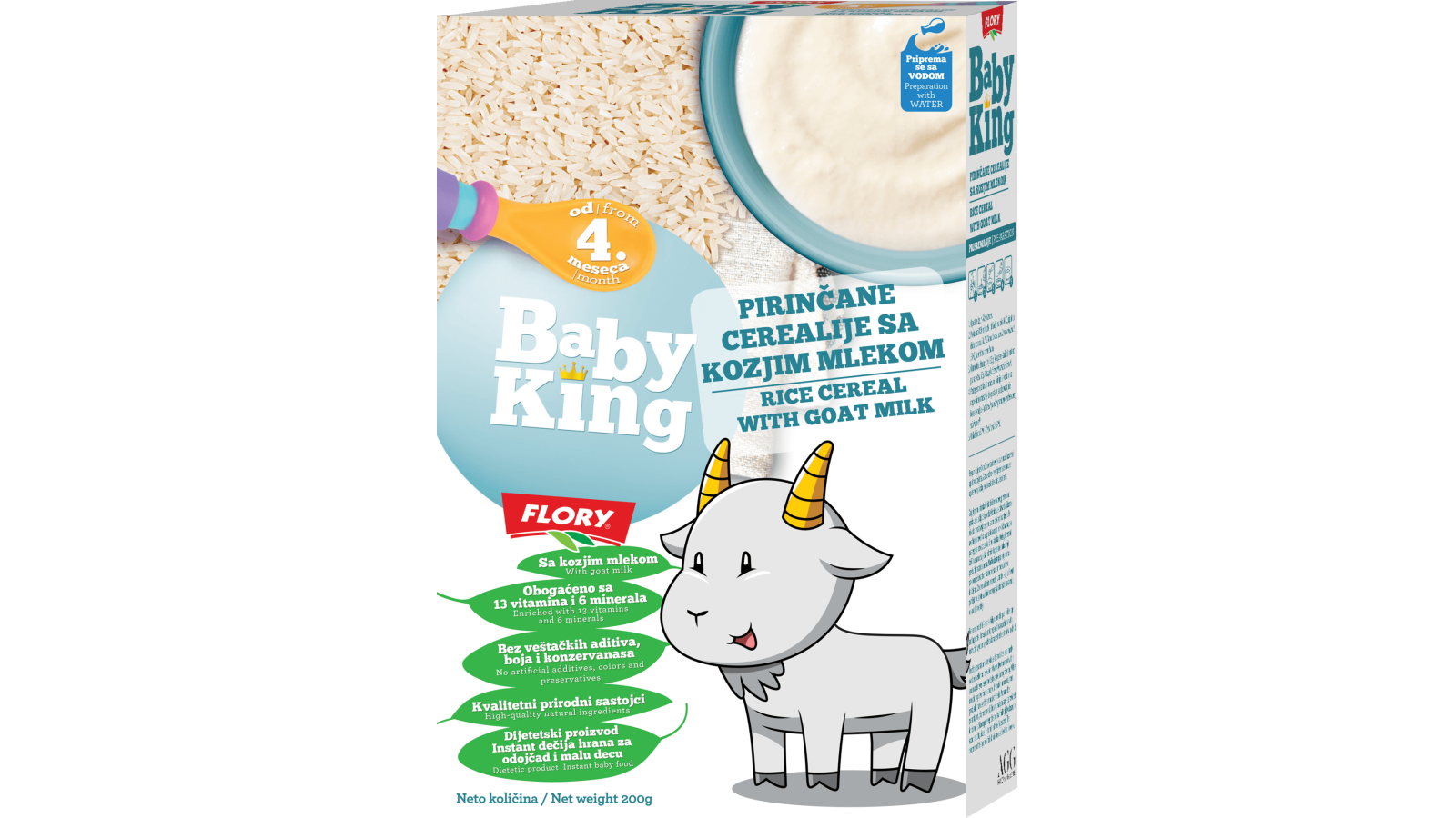 FLORY Baby king pirinčane cerealije sa kozjim mlekom 200ml - Cenoteka