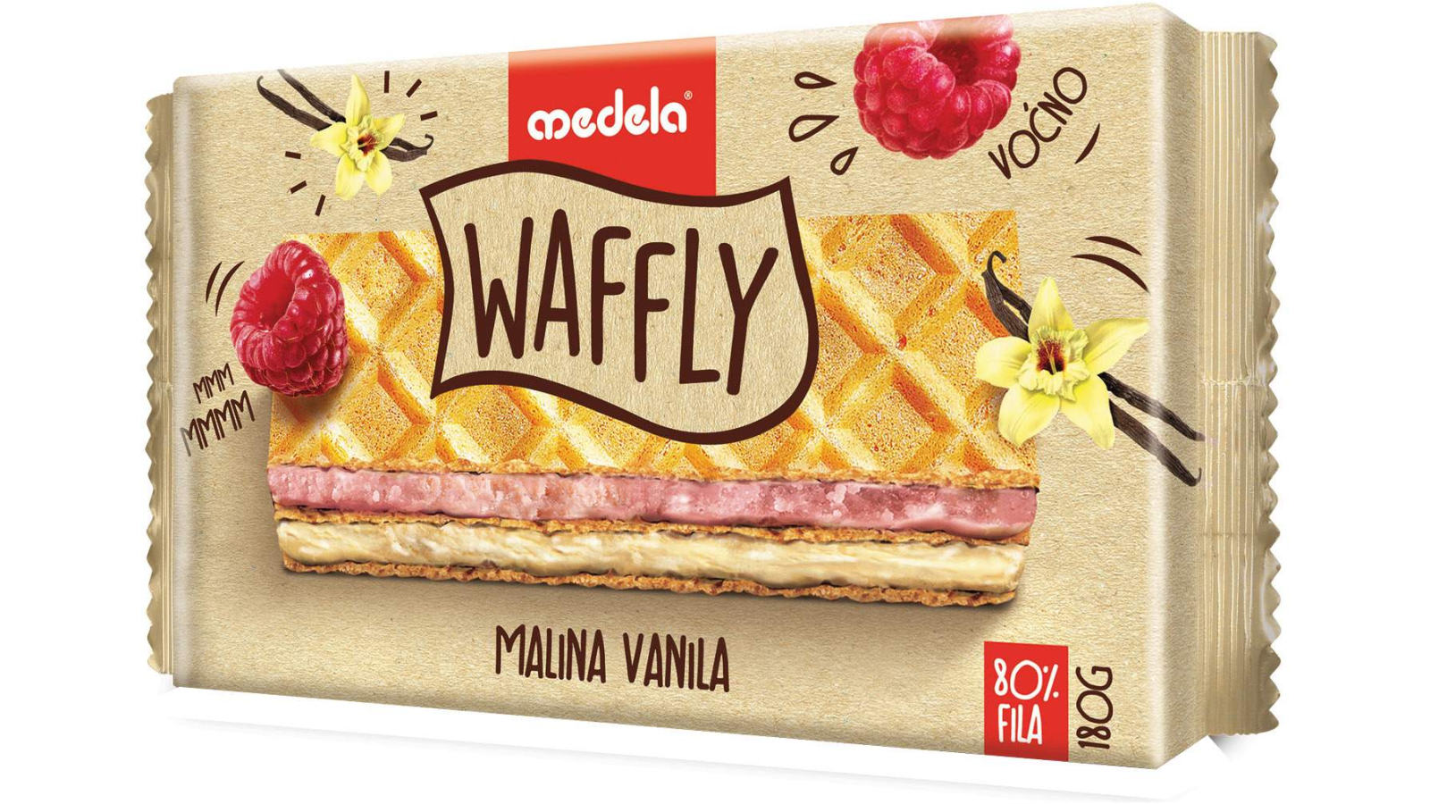 Napolitanke MEDELA waffly malina vanila 180g - Cenoteka