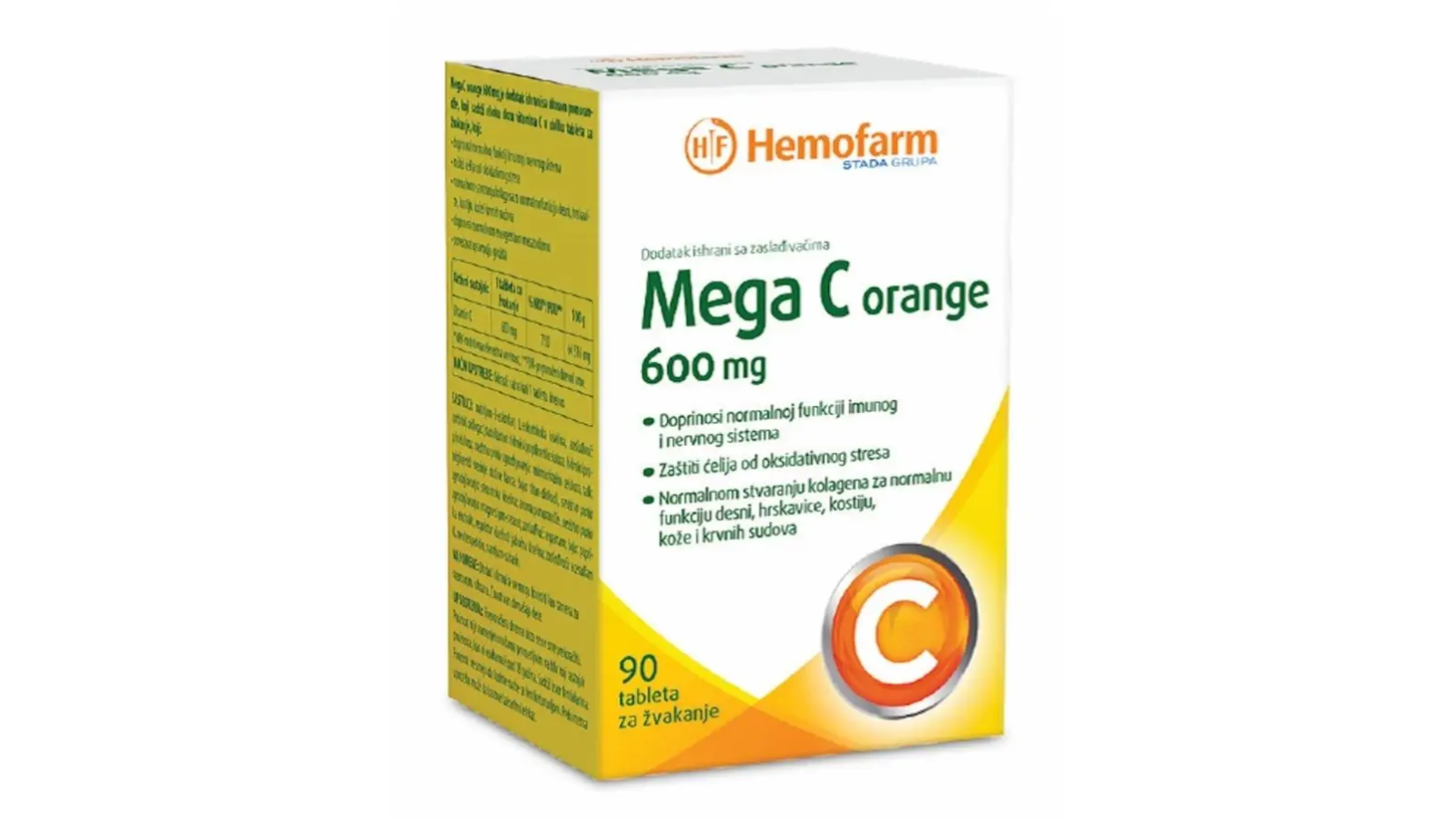HEMOFARM mega C orange 600mg 90kom - Cenoteka