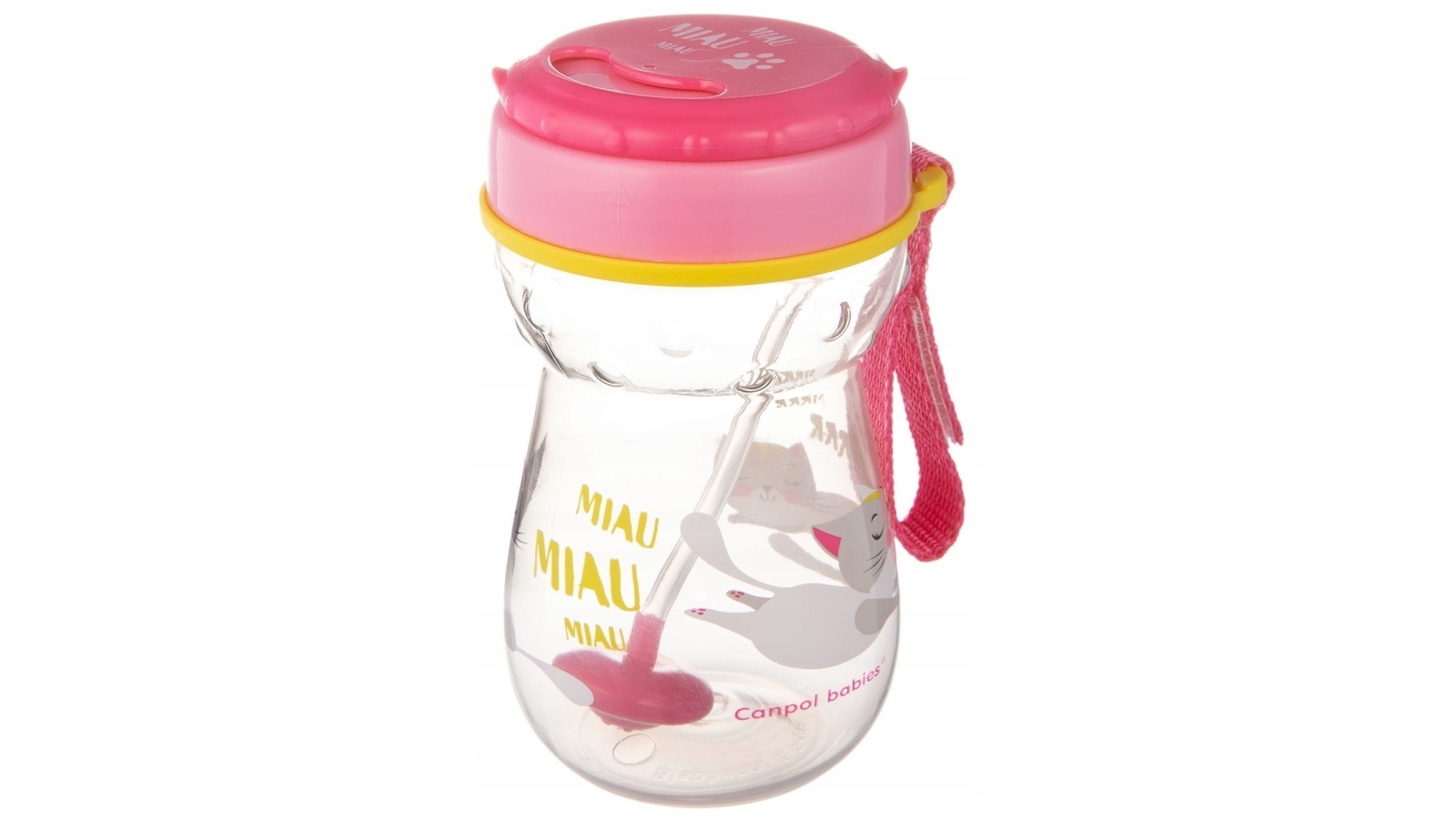 CANPOL BABIES šolja sa slamčicom Cat 350ml roze - Cenoteka