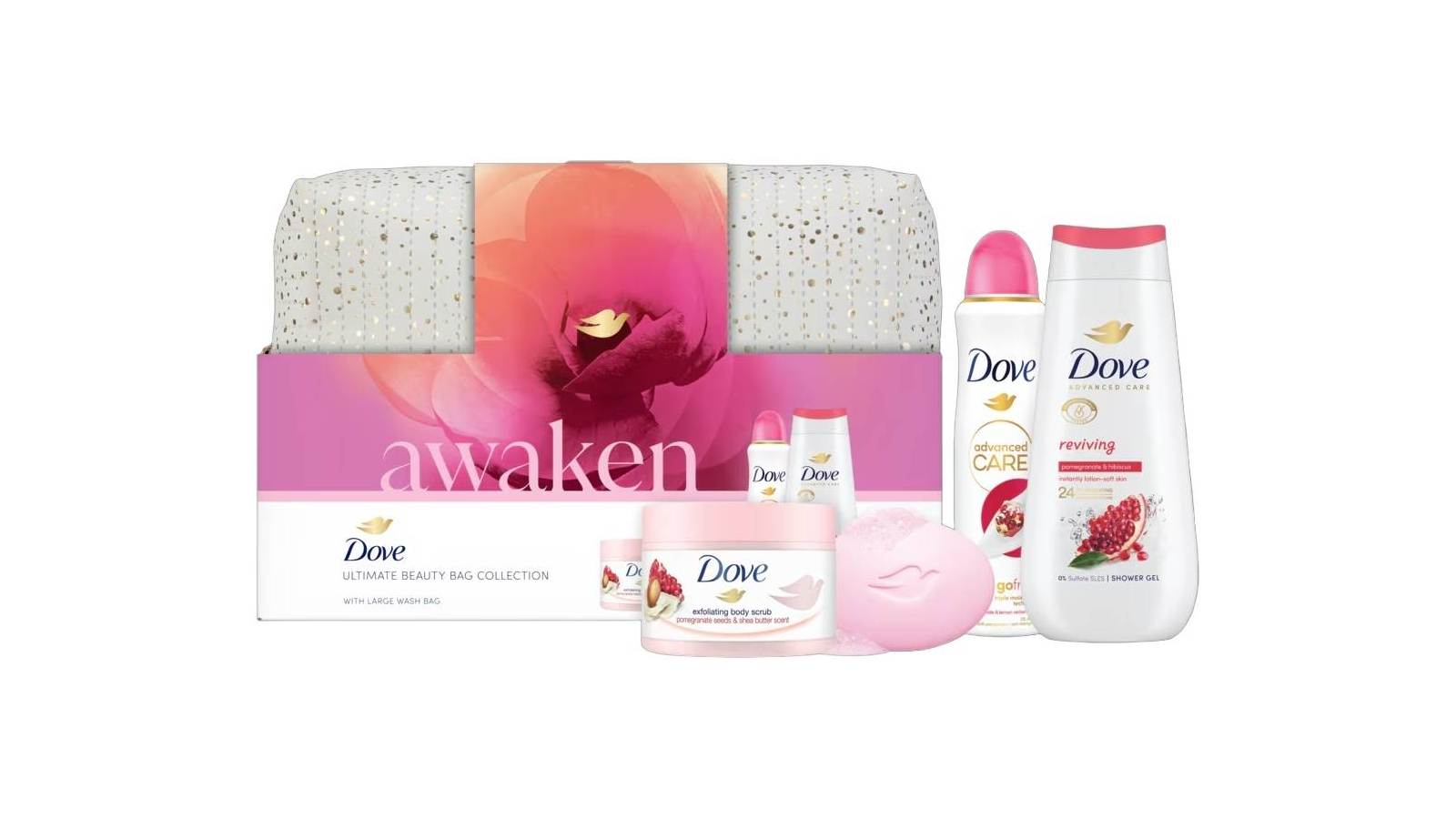 DOVE set Awaken (Gel za tuširanje, dezodorans, sapun, body scrub ...