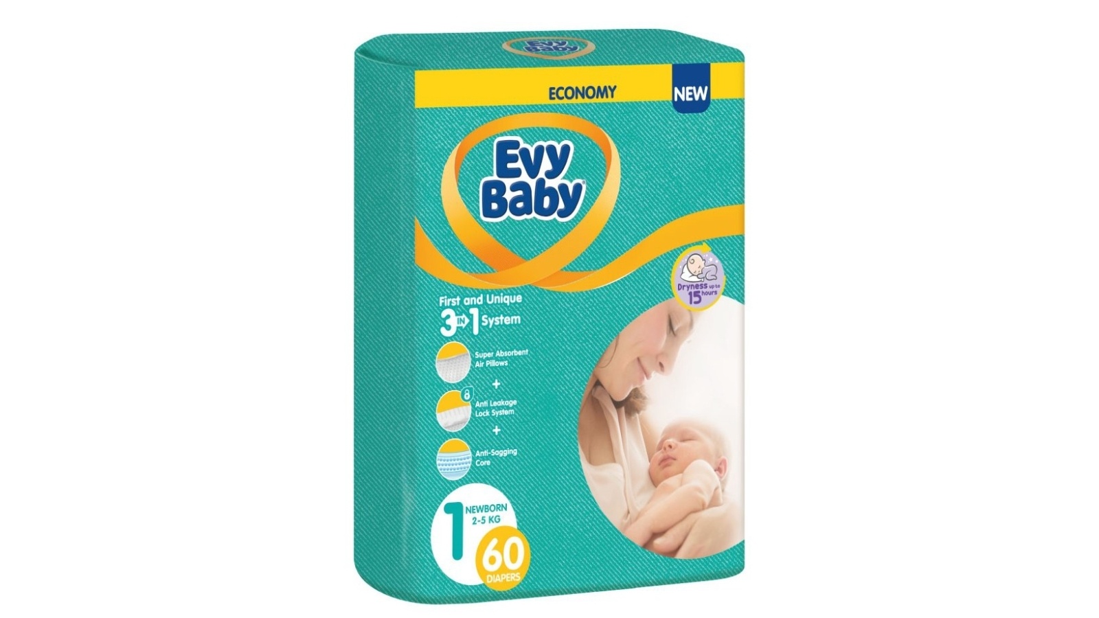 EVY BABY pelene 3u1 sistem 1 new born 60kom - Cenoteka