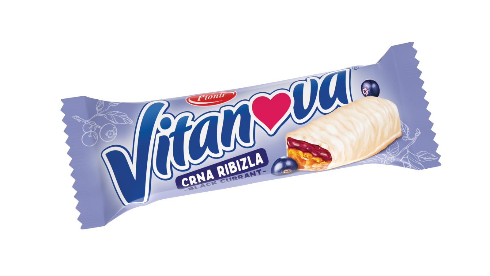 Štanglica PIONIR Vitanova ribizla bela čokolada 35g - Cenoteka
