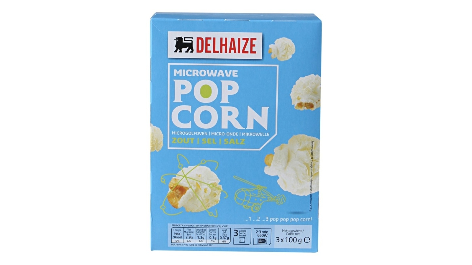 Kokice DELHAIZE za mikrotalasnu slane 3x90g - Cenoteka